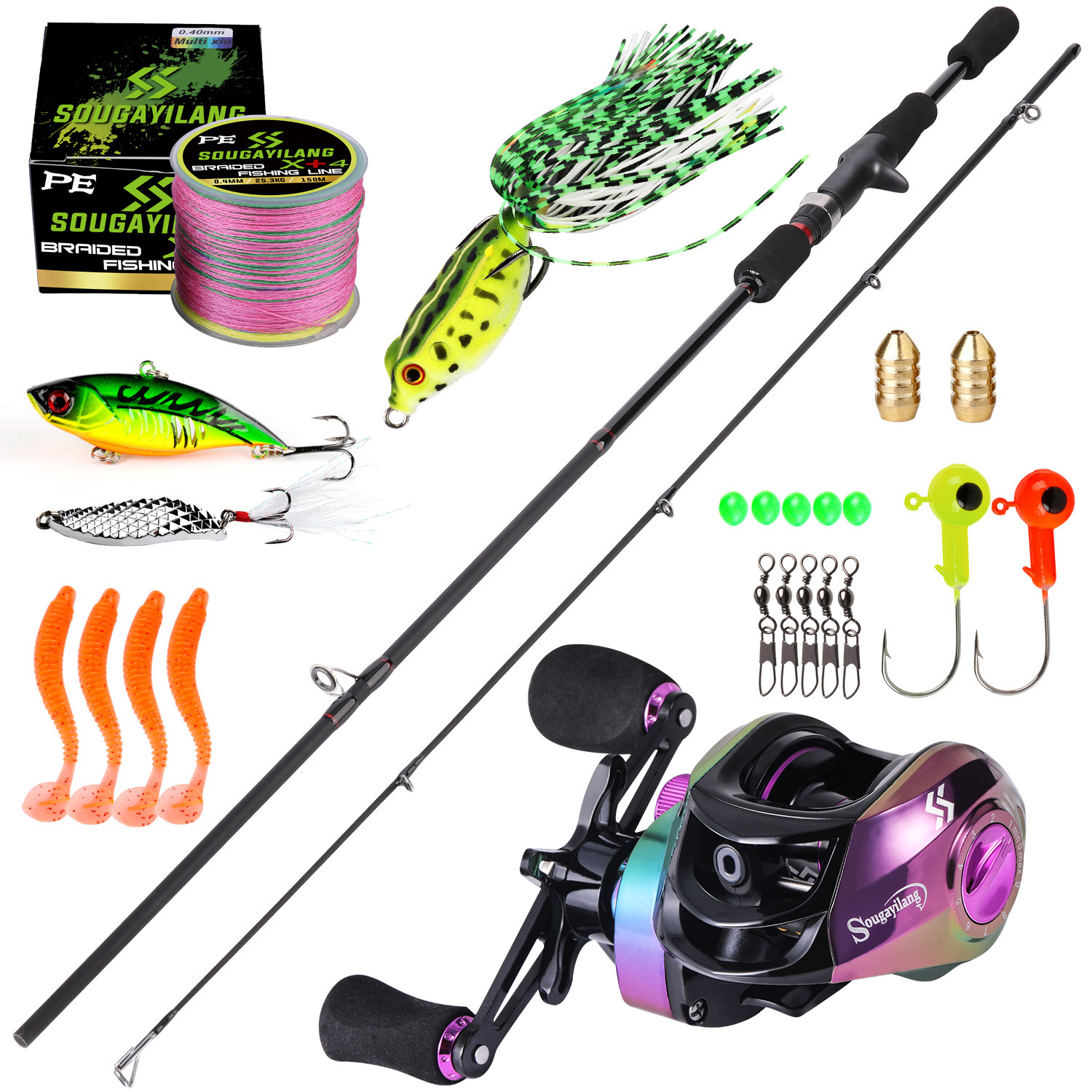 Sougayilang【COD】Set Joran Pancing Lengkap 1.8M/2.1M Batang BaitCasting ...