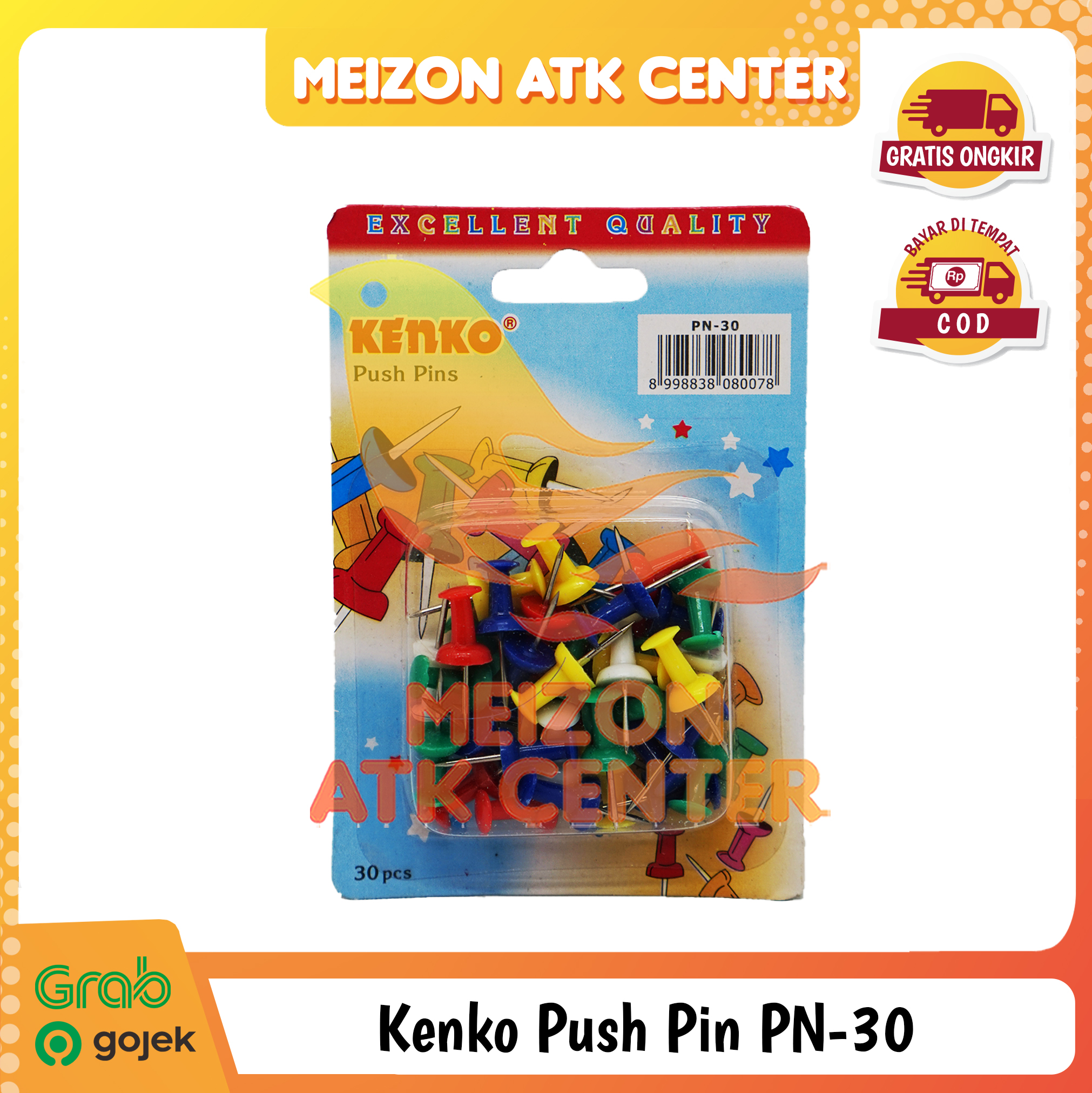 Kenko Color Push Pin Paku Pin Warna PN 30 isi 30 Buah [1 PACK] | Lazada ...