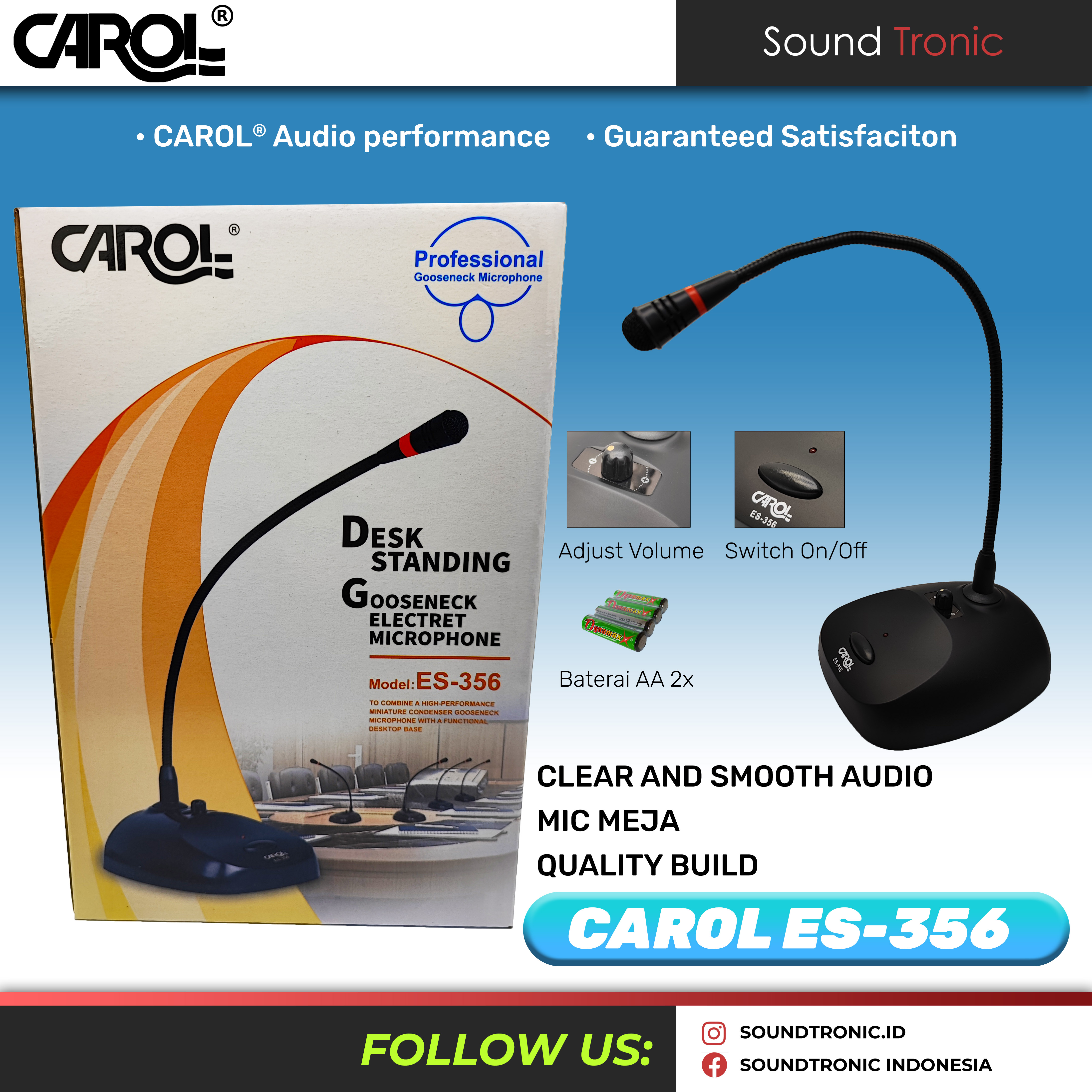 CAROL Mic Meja Podium Meeting Microphone Mimbar Rapat ES-356 | Lazada ...