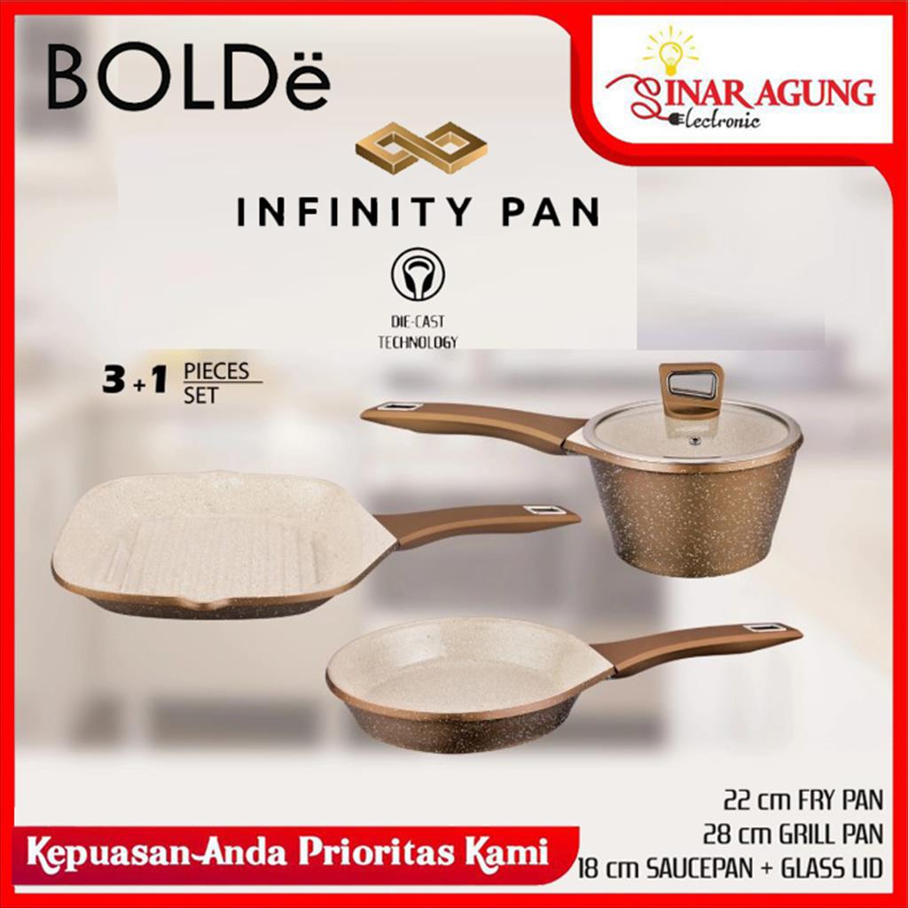 BOLDE SUPER INFINITY PAN 3+1 SET FRYPAN SAUCEPAN GRILLPAN PREMIUM ...
