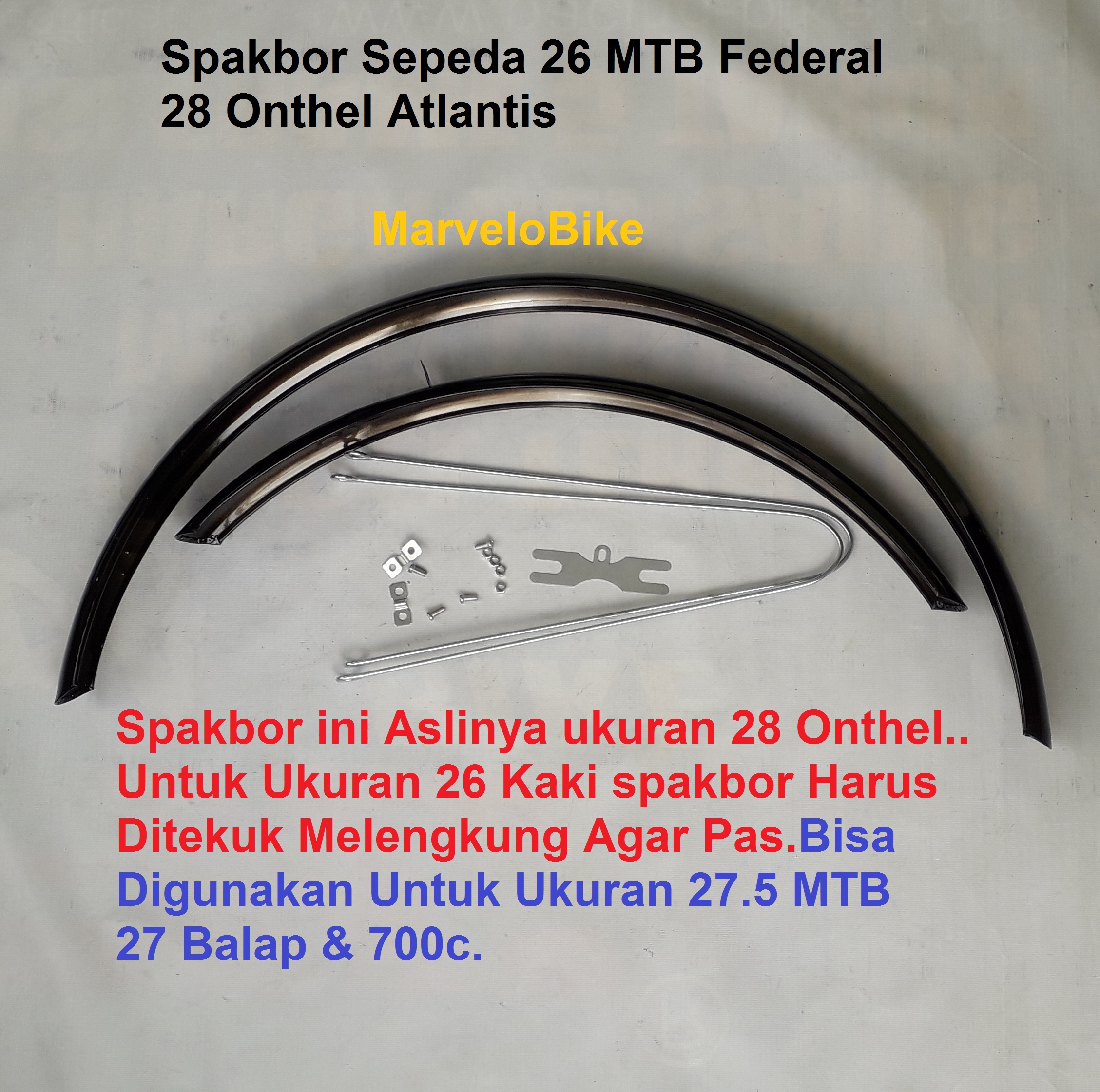 Fender Slebor Spakbor Sepeda 26 MTB Federal 28 Onthel Atlantis Besi ...