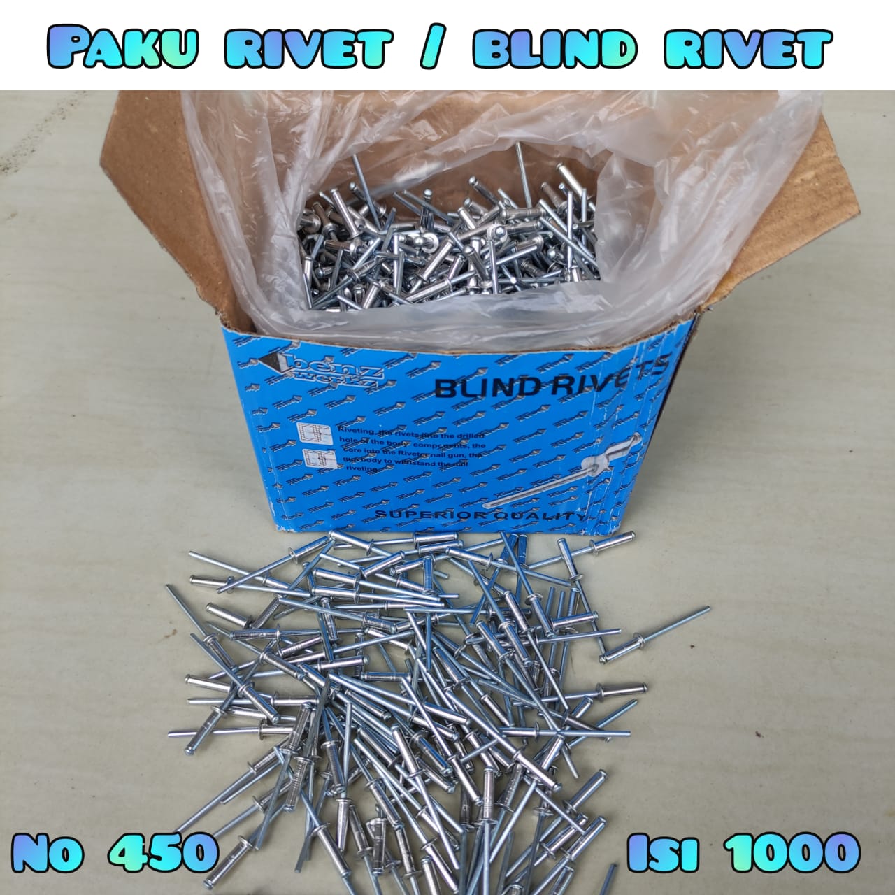 TUKUO - Isi 1000 Paku Rivet 450 - Paku Tang Rivet Paku Keling Blind ...