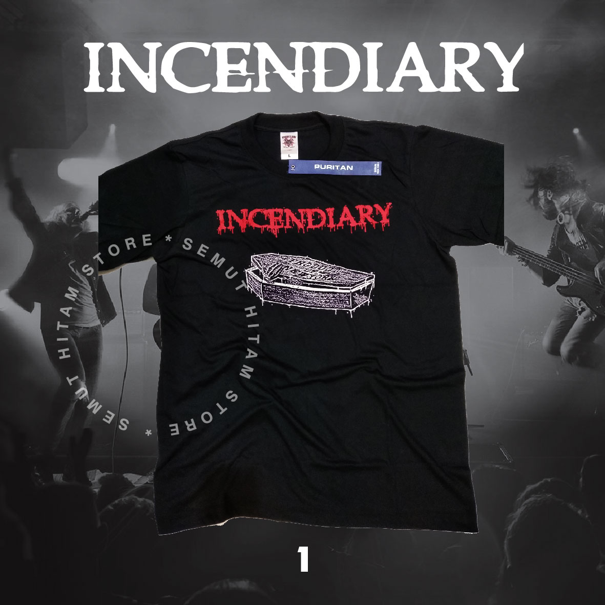 Kaos INCENDIARY COFFIN LOGO Builtup Band Musik Metal Punk Rock Prapatan ...