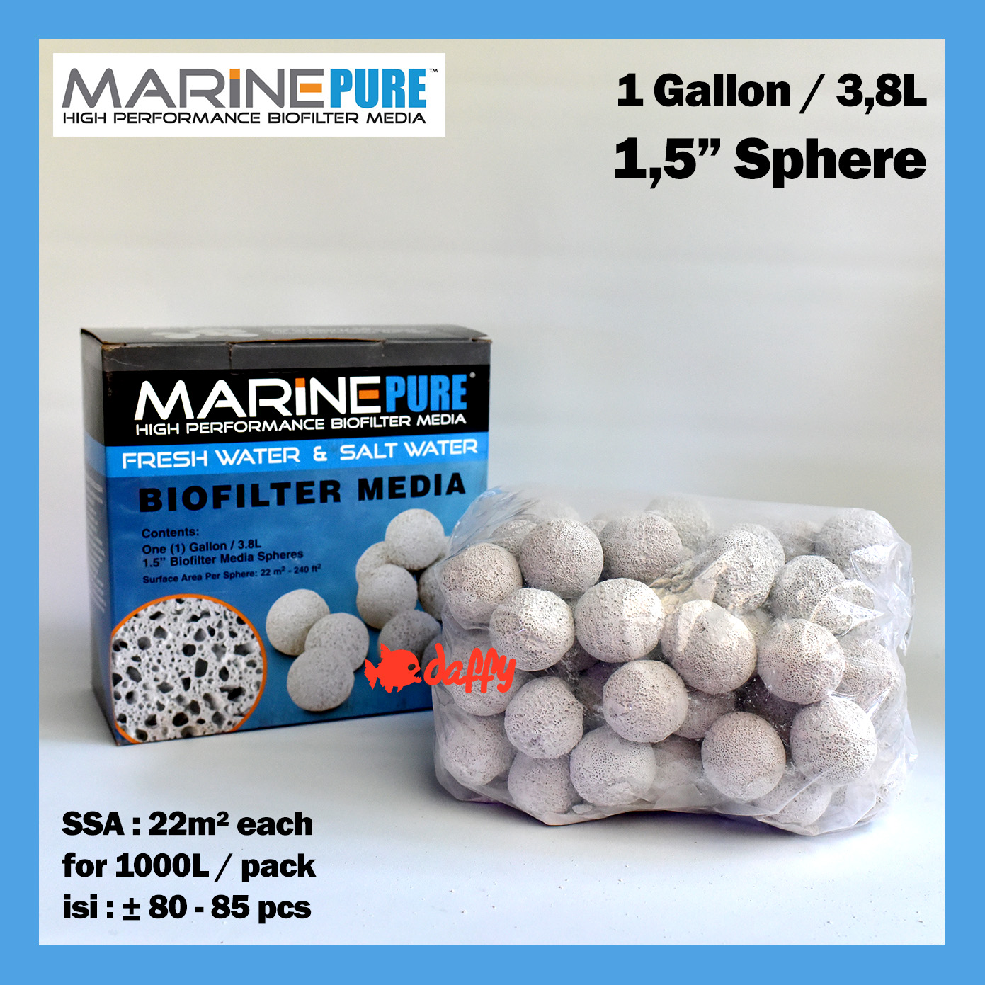 Marine Pure Sphere 1 gallon / 3,8L Original USA media filter biologis ...