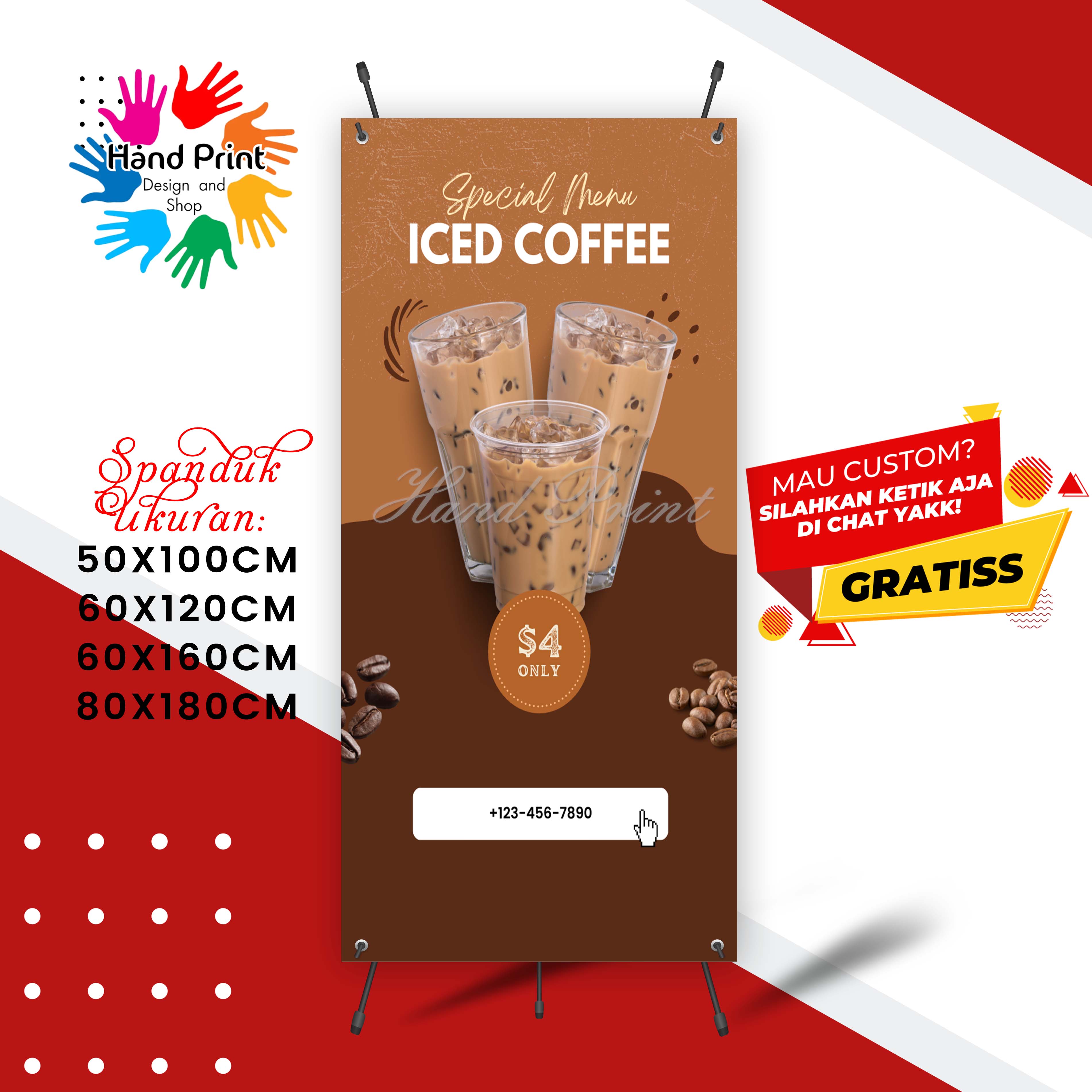 Cetak Spanduk Banner Jualan Es Kopi Susu Iced Coffee MMT Spanduk Custom ...