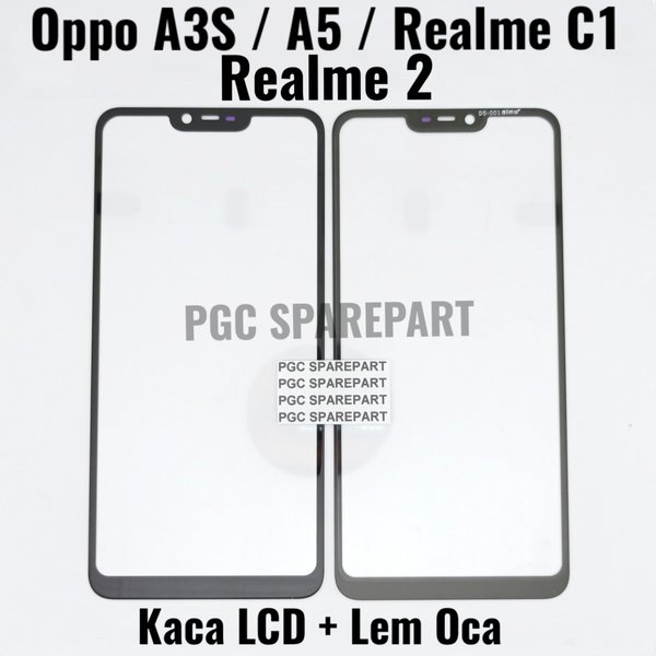 Original Kaca LCD Glass Plus Lem Oca Oppo A3S - A5 - Realme C1 - Realme ...