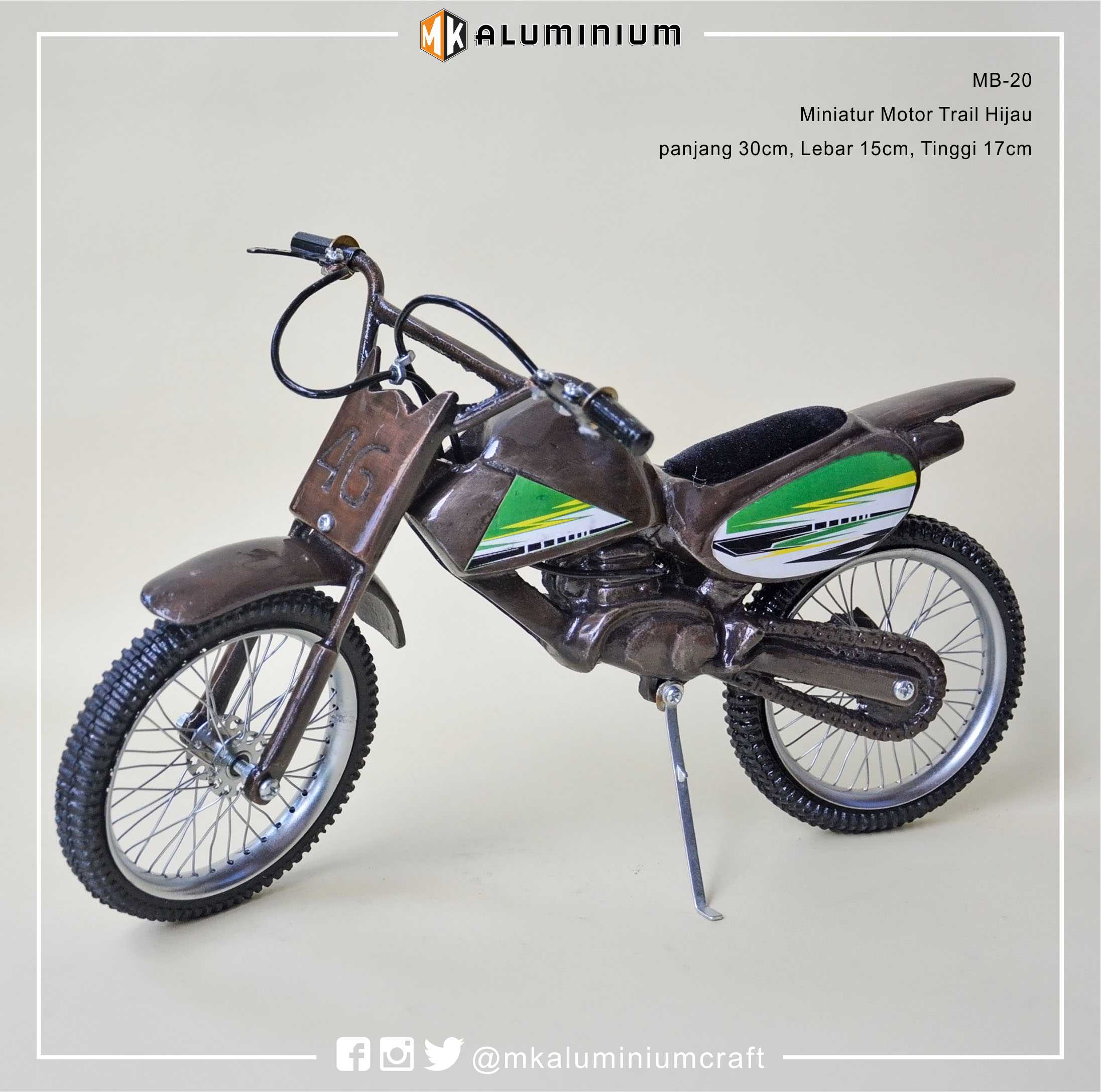 Diecast Miniatur Sepeda Motor Trail HIJAU MB-20 Hijau - MK Aluminium ...