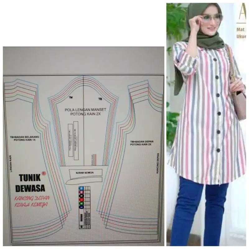 Pola Jiplak Pola Instan Pola Baju Pola TUNIK Dewasa R | Lazada Indonesia