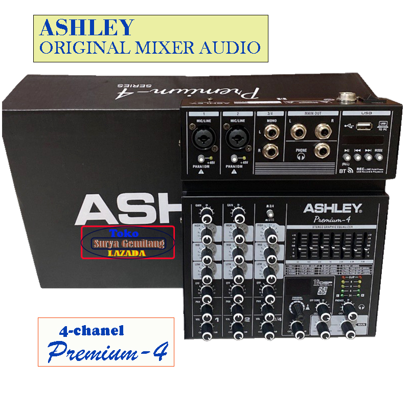 Mixer Ashley Premium 4 / Mixer 4 Channel Bluetooth With Soundcard Asli ...