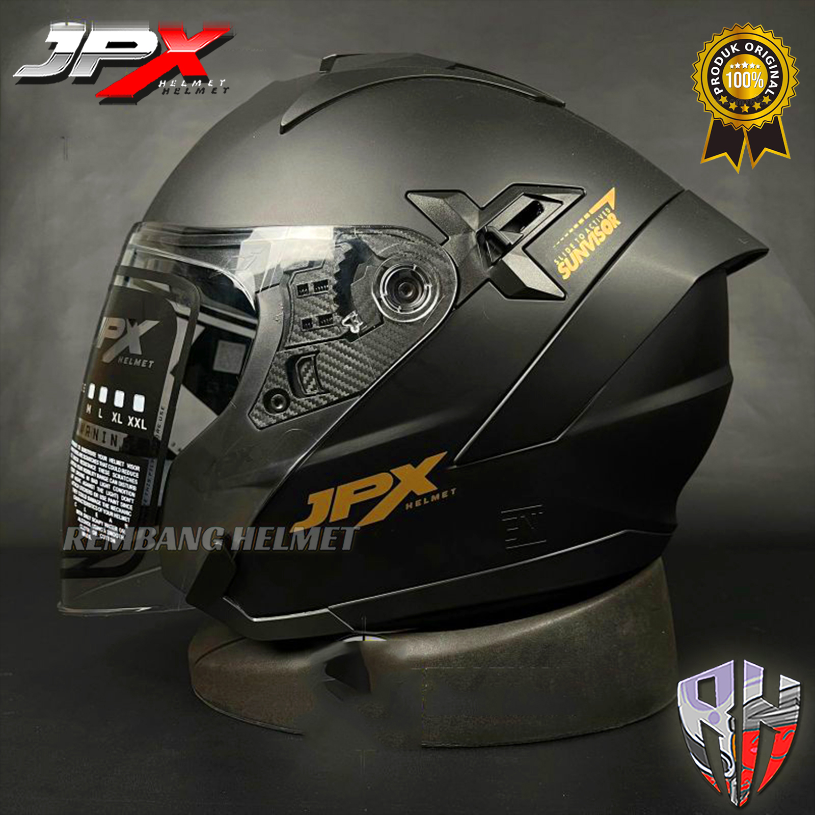 HELM JPX NOVA X HALF FACE JPX DOUBLE VISOR SOLID BLACK DOFF | Lazada ...