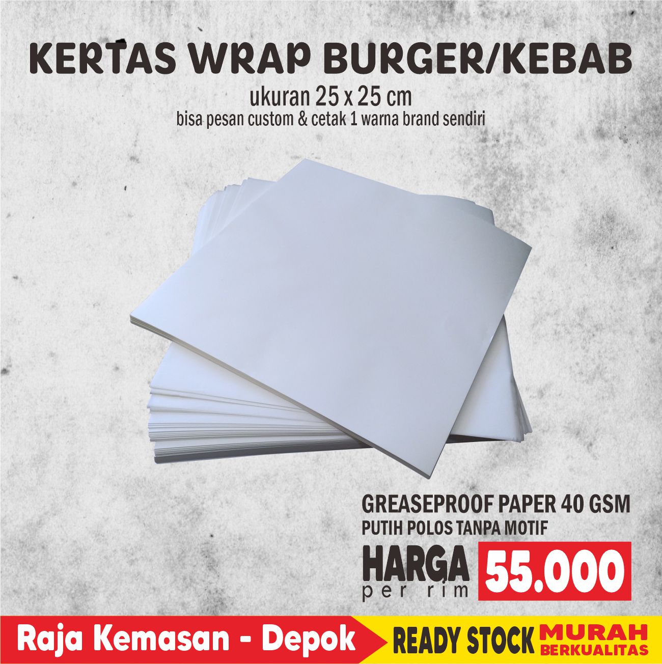 KERTAS KEBAB, KERTAS BURGER 25X25 CM KERTAS ROTI POLOS 40 GSM | Lazada ...