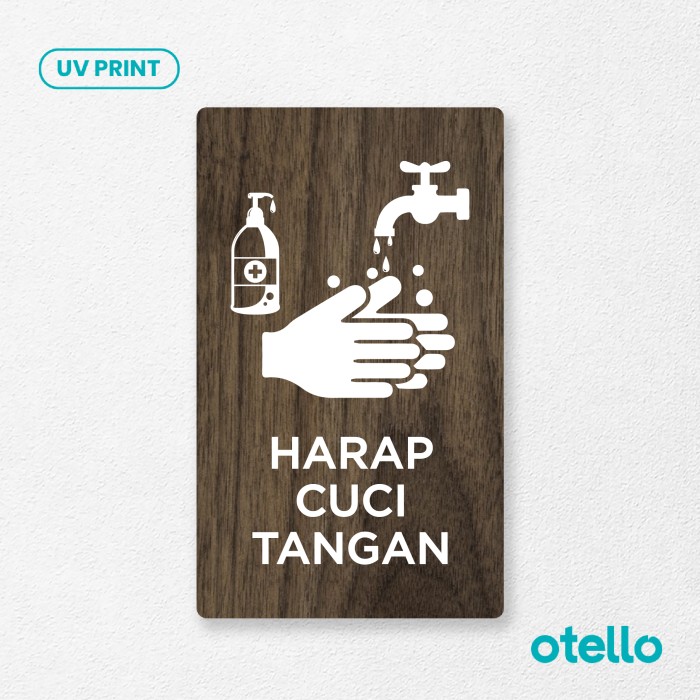Murah Harap Cuci Tangan Sign Board Kayu Print Signage Label Petunjuk ...