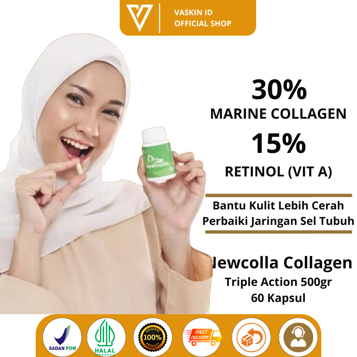 Newcolla Collagen Bpom Ori Kapsul Pemutih Penghilang Flek isi 60 Kapsul ...