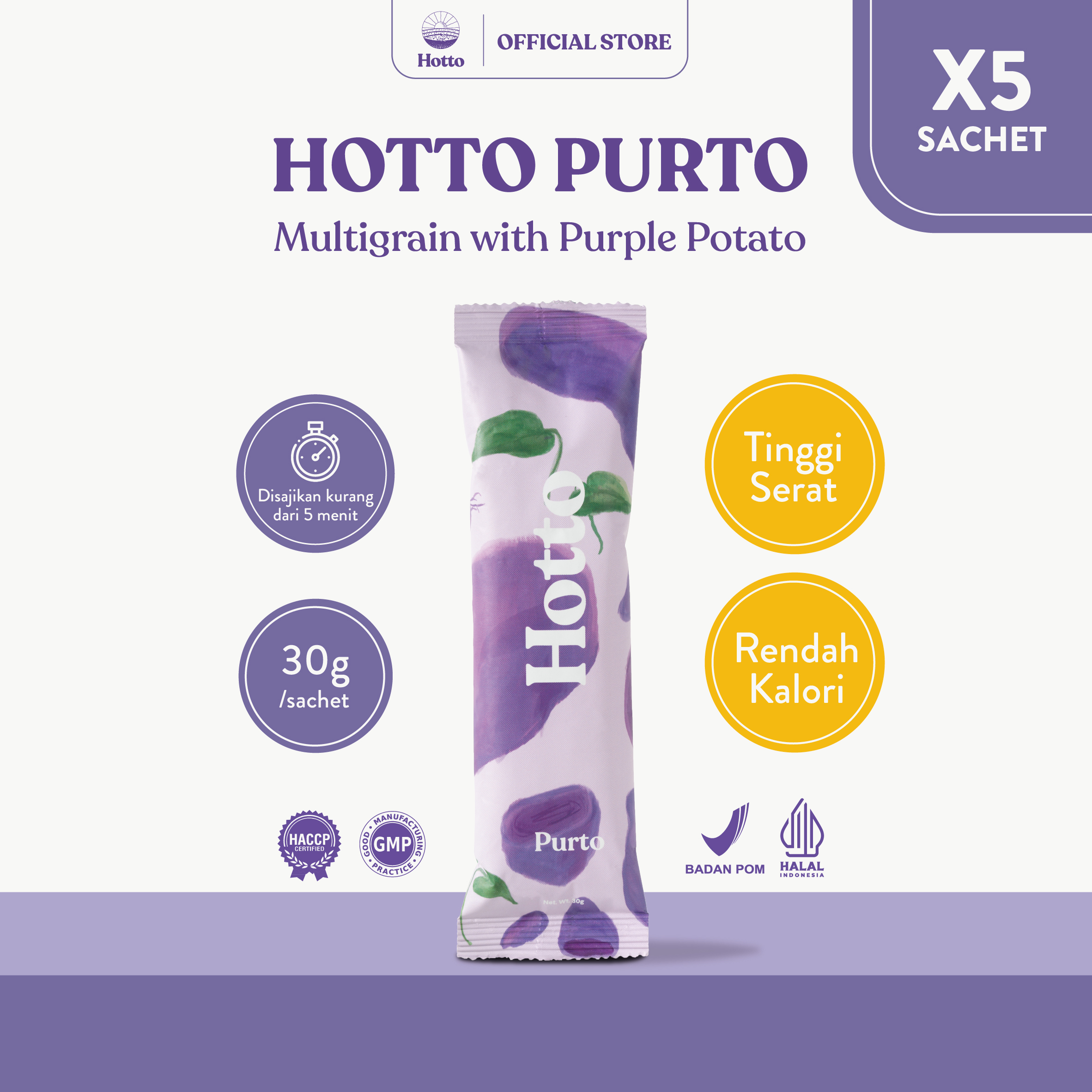 Hotto Purto 5 Sachet Multigrain With Purple Potato | Lazada Indonesia
