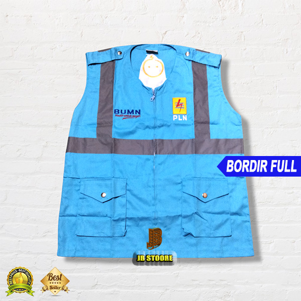 Rompi PLN Pintar NEW MODEL / Rompi Kerja Bordir PLN / Rompi PLN Bordir ...