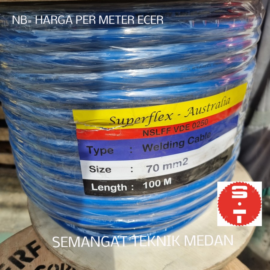 70mm KABEL LAS INVENTER FULL TEMBAGA 70 mm SUPERFLEX ECER PER METER | Lazada Indonesia
