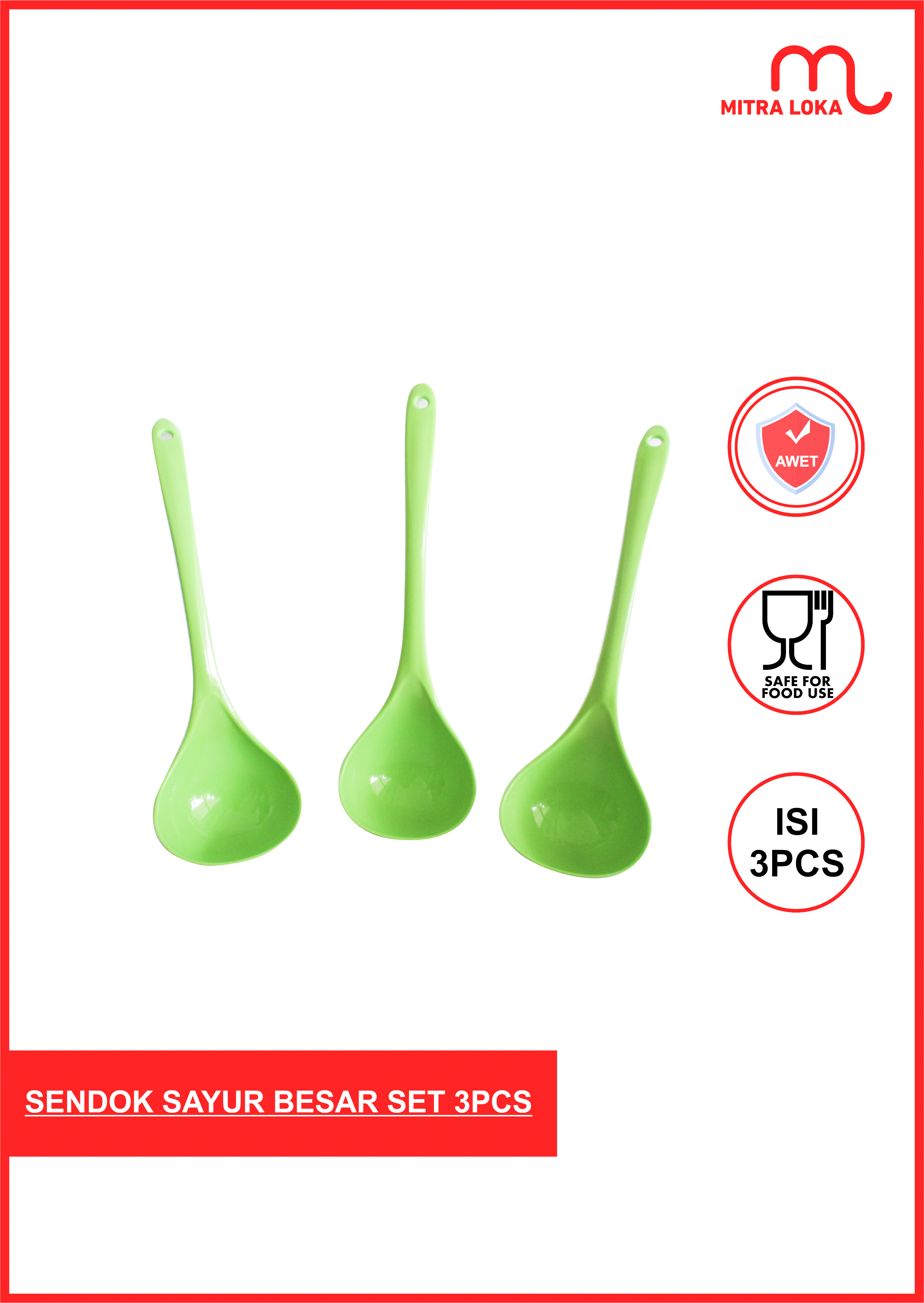 Mitra Loka Sendok Sayur Plastik Panjang Besar SSB 6003 Set 3Pieces ...