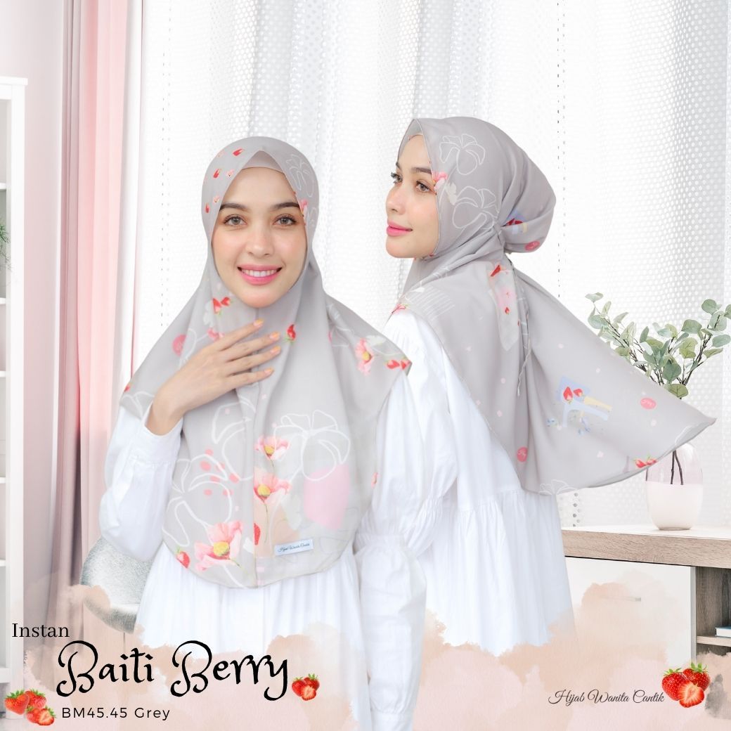 Hijabwanitacantik-instant Baiti Berry BM45.45 Grey | hijab instant ...