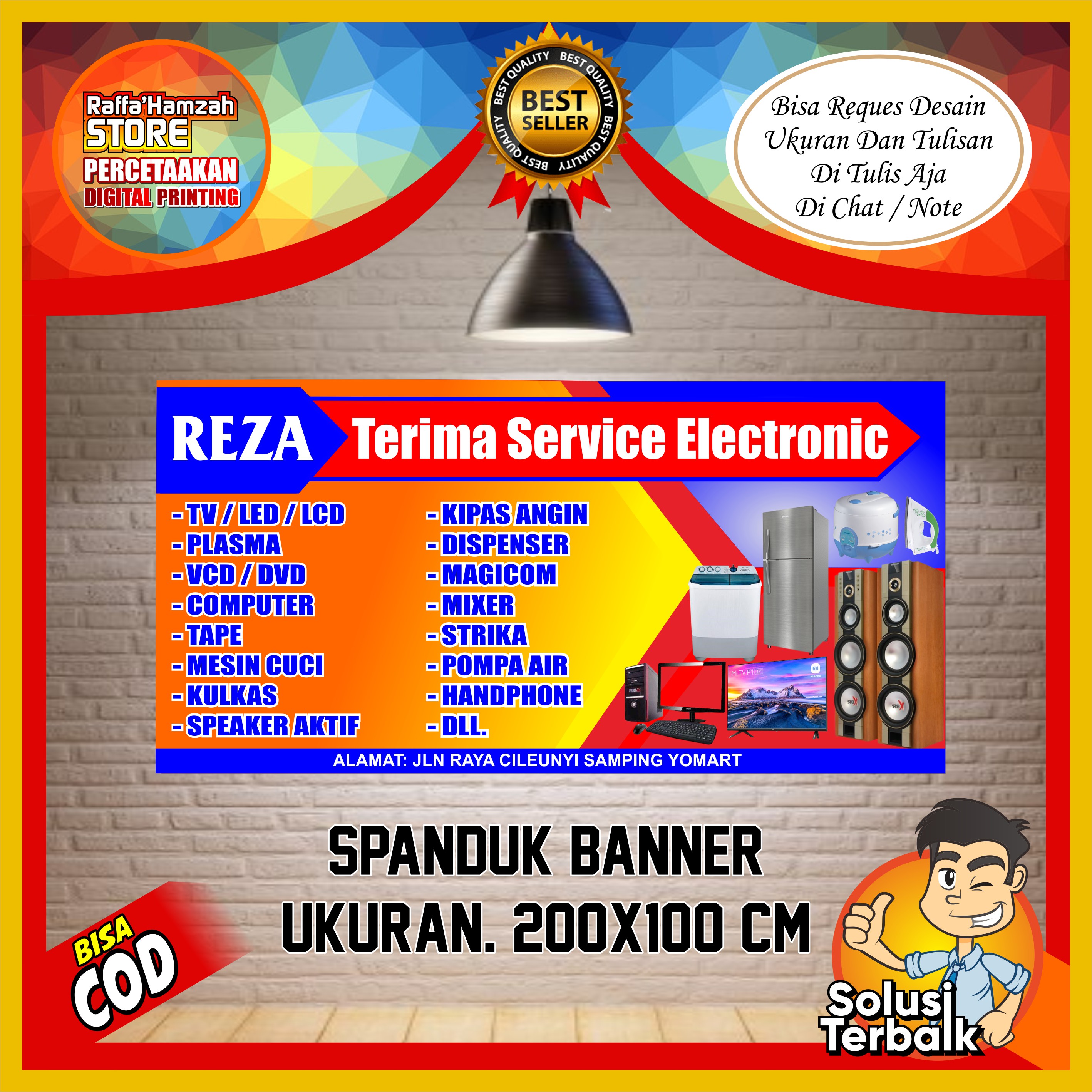 Spanduk Banner Servis Electronic terbaru custom 200x100 cm / banner ...