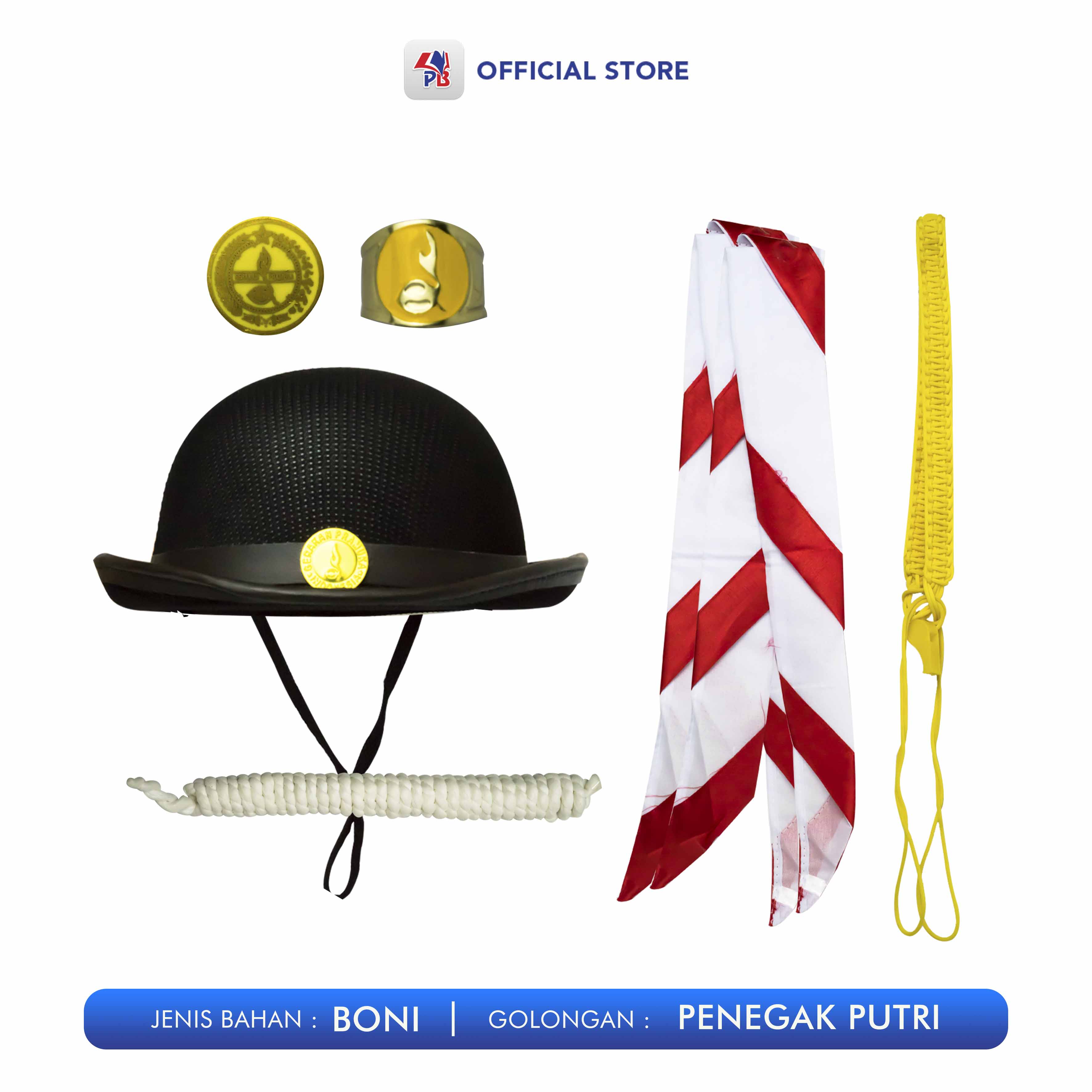 Paket Atribut Pramuka Penegak Topi Baret Dan Boni Putra Putri (Kuning ...