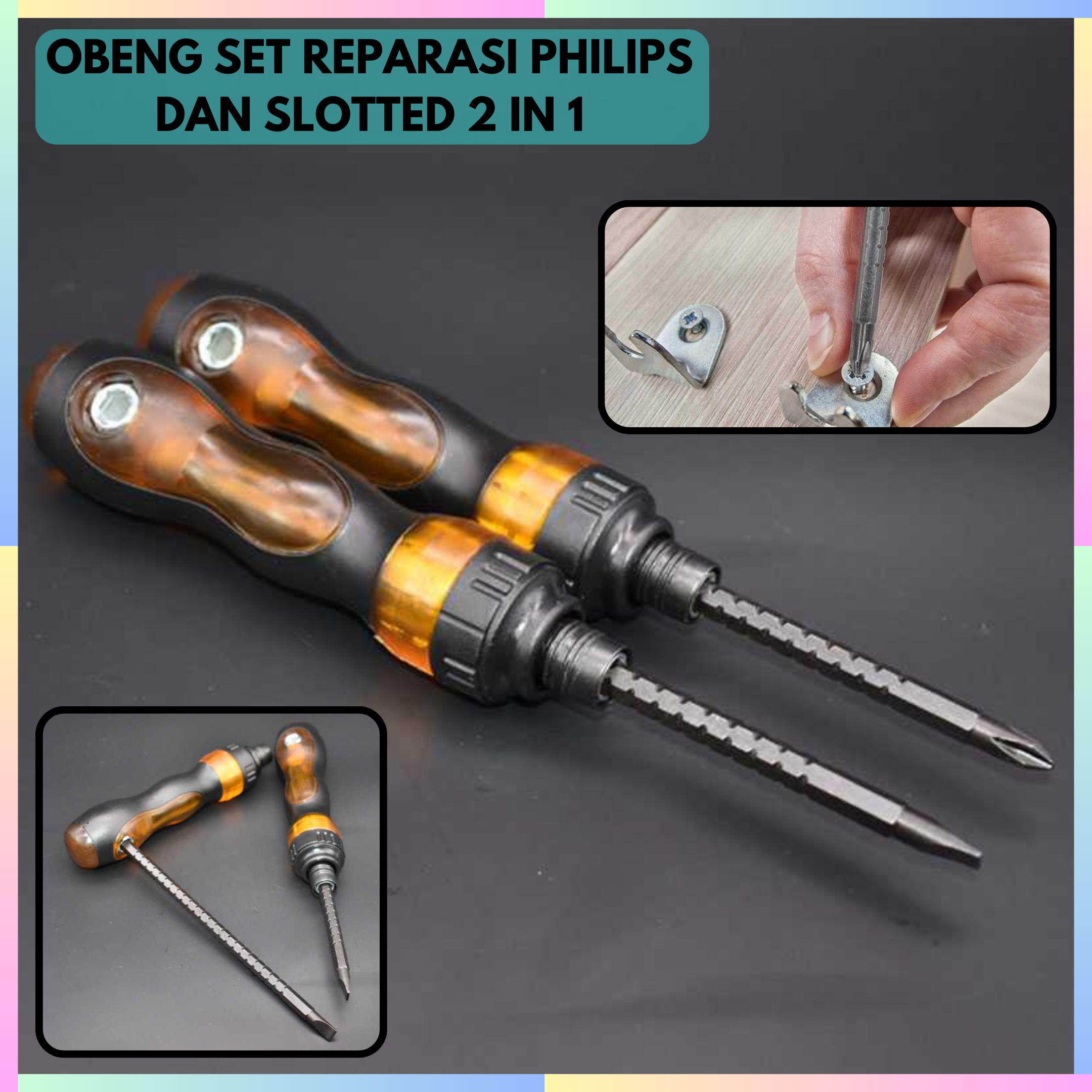 FAST DELIVERY Kseibi Obeng Bolak Balik Set Reparasi Philips dan Slotted ...