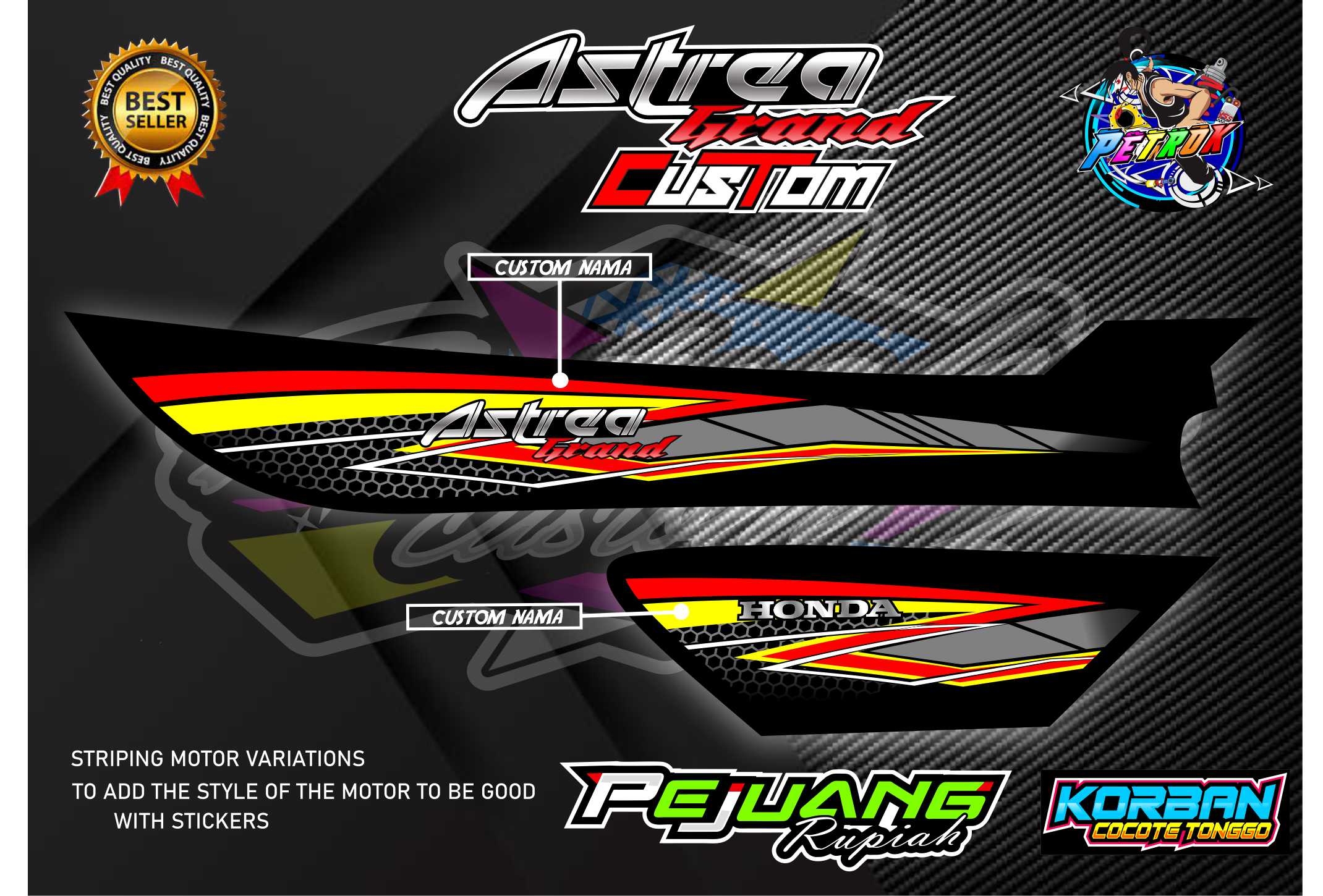 Stiker Striping Astrea Grand Custom Stiker Honda Grand Bisa Ganti Nama | Lazada Indonesia
