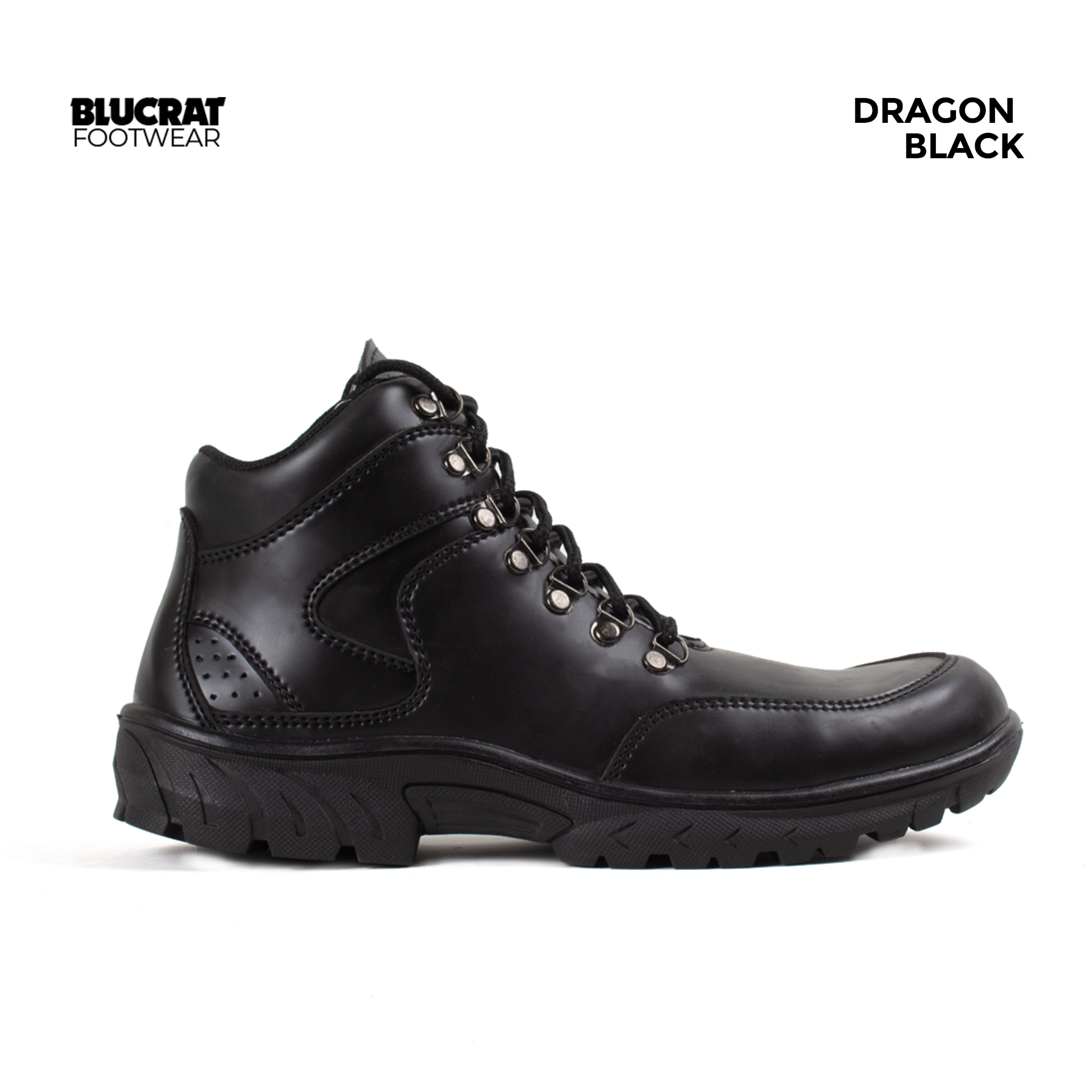 BLUCRAT SEPATU BOOT SAFETY DRAGON BLACK / SEPATU UJUNG BESI | Lazada ...