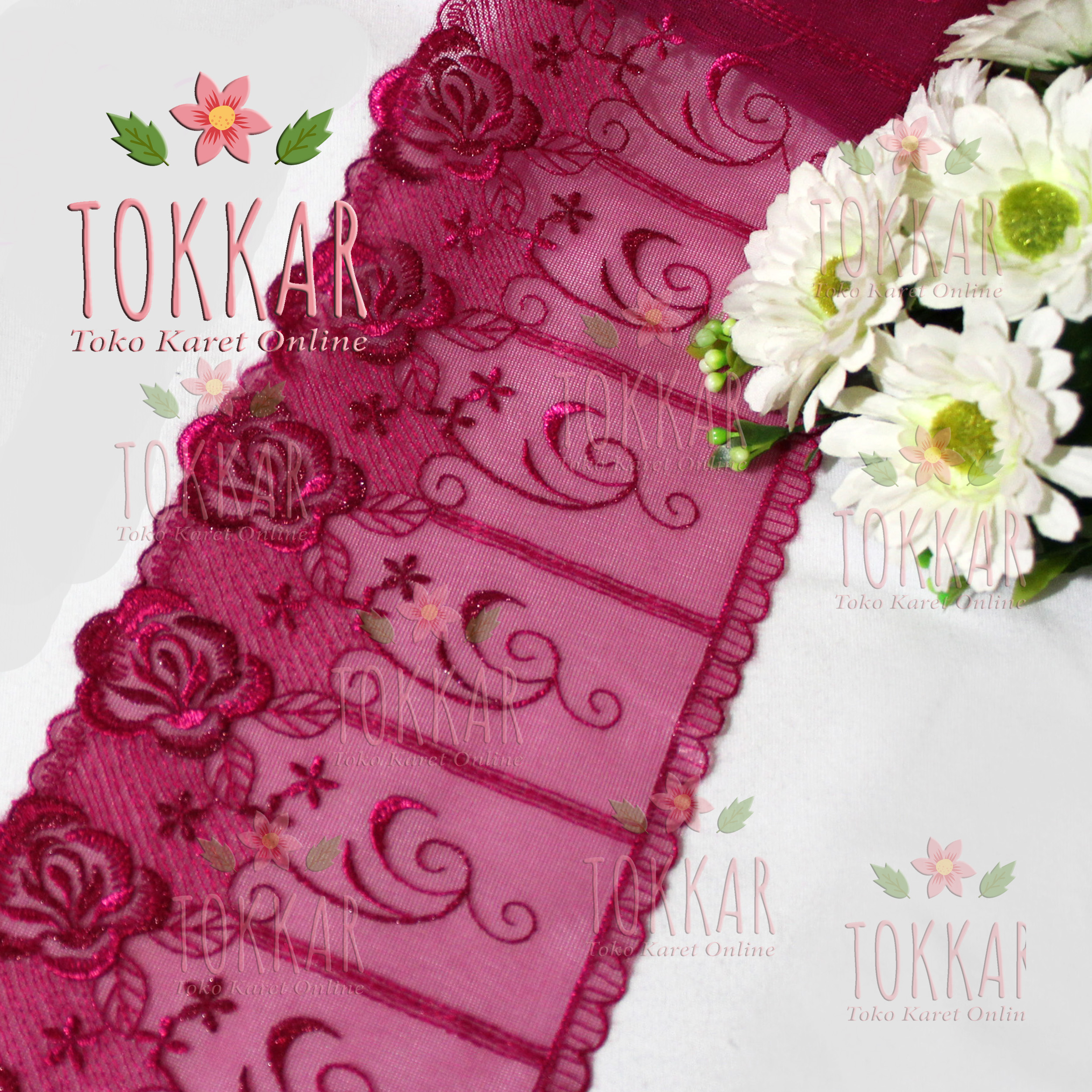 (Per Meter) Renda Tile Ungu Fanta Motif Cantik Lebar 13Cm RDT145 ...