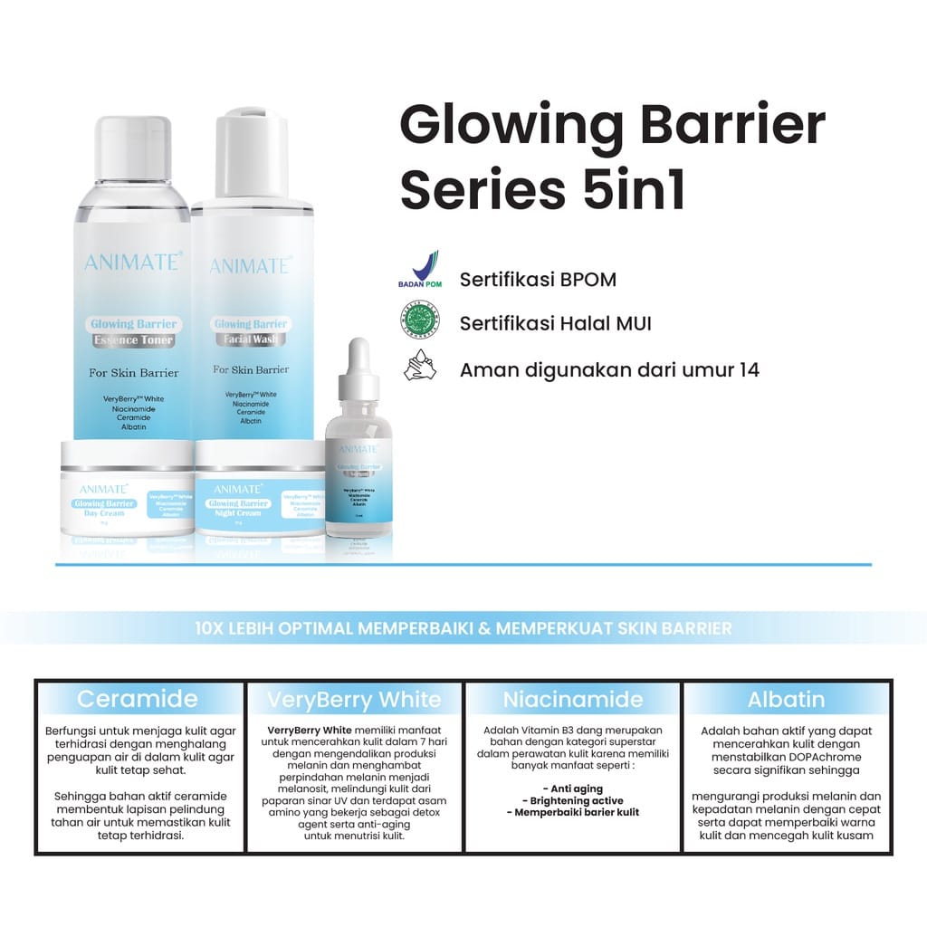 Animate Glowing Barrier Skin Repair Series 5in1ORIGINAL | Lazada Indonesia