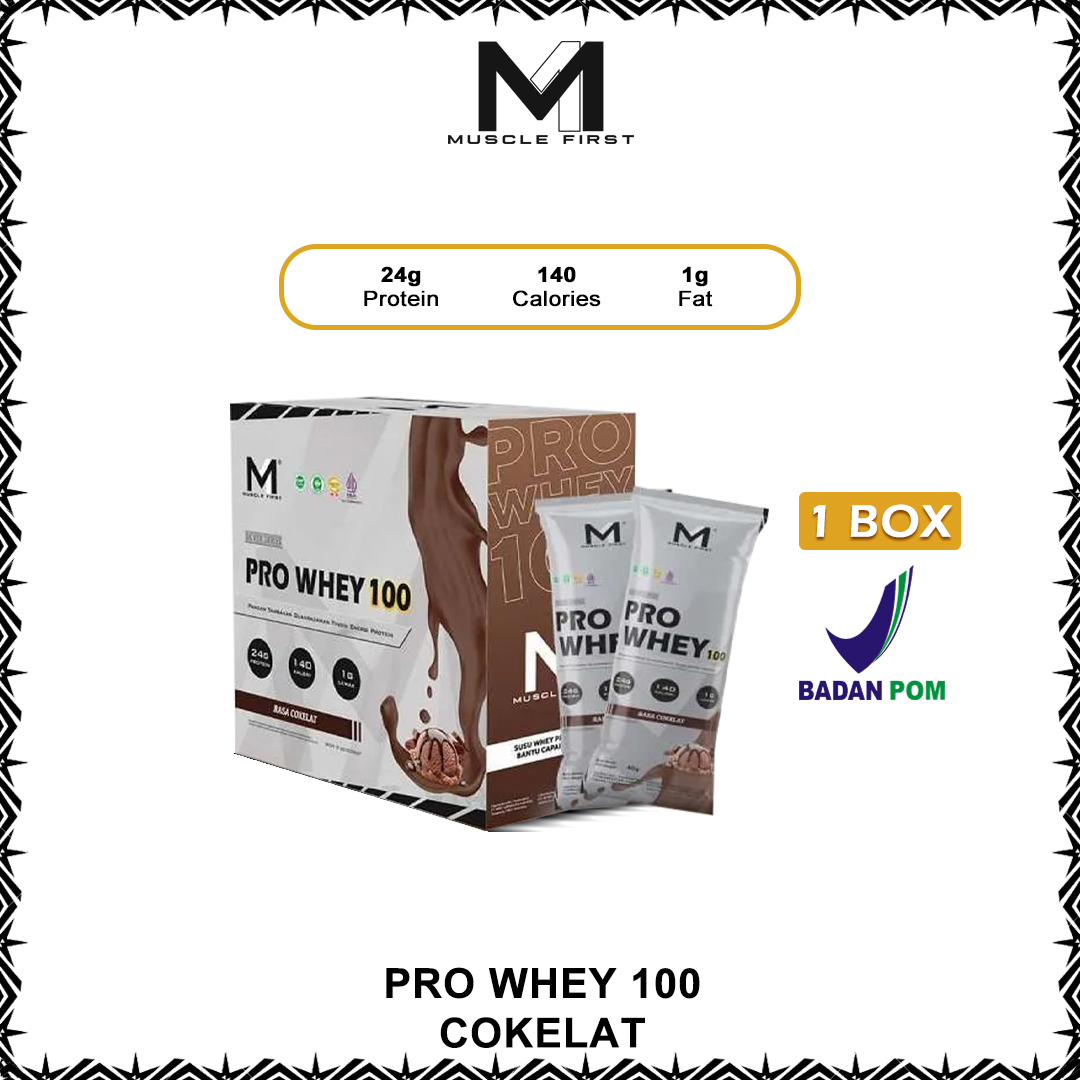 Muscle First Pro Whey 100 1 Box (10 Sachet) Susu Whey Protein Fitness ...