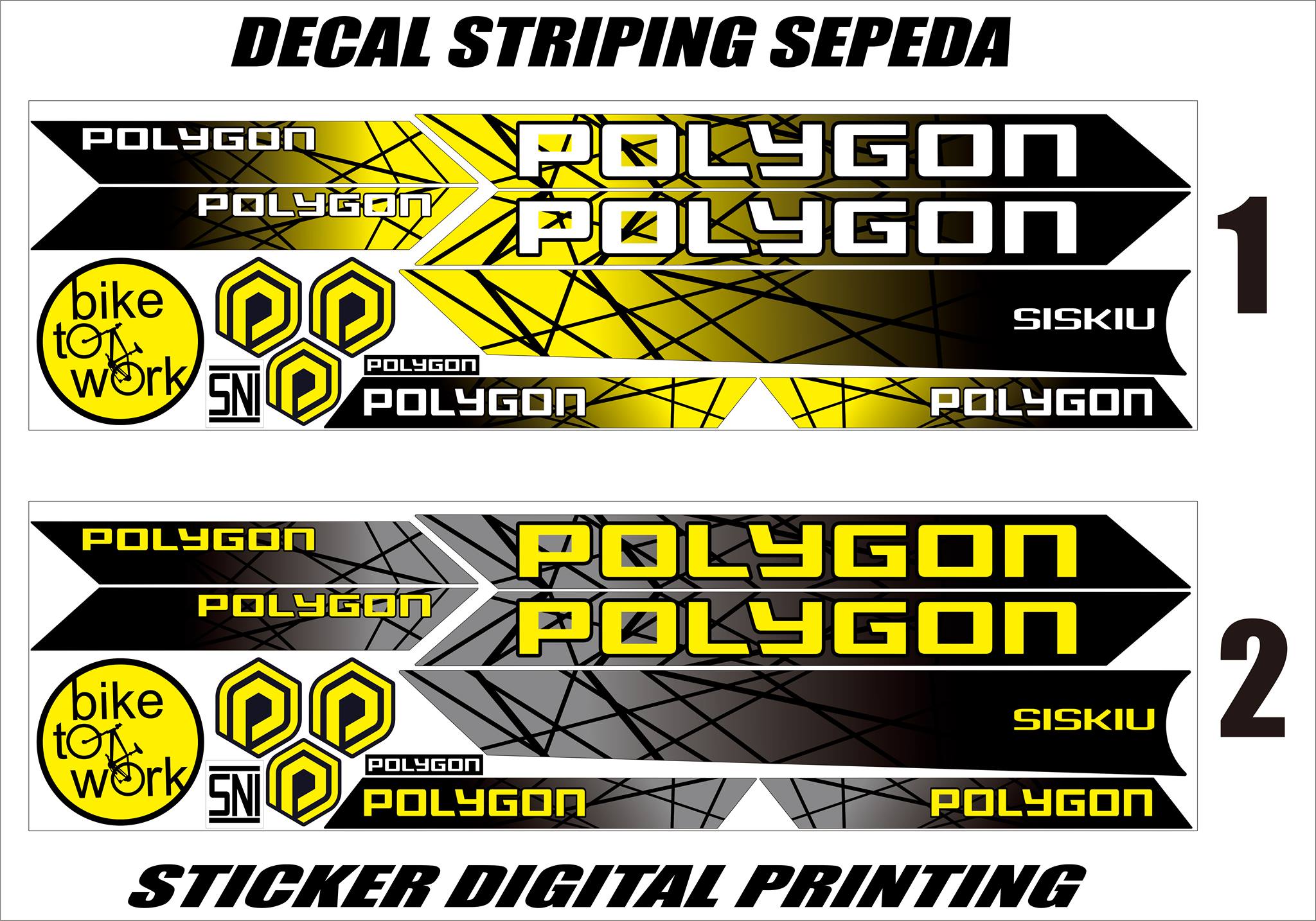 STICKER/DECAL STRIPING SEPEDA POLYGON SISKIU BIKE STICKER UKURAN JUMBO ...