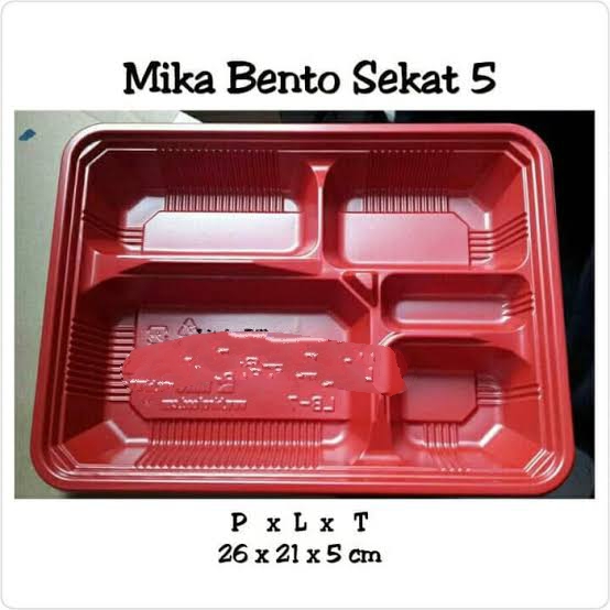 (Isi 50pcs)5s Merah/Mika Bento Sekat 5 MERAHBento Box/Tray Bento/Lunch ...