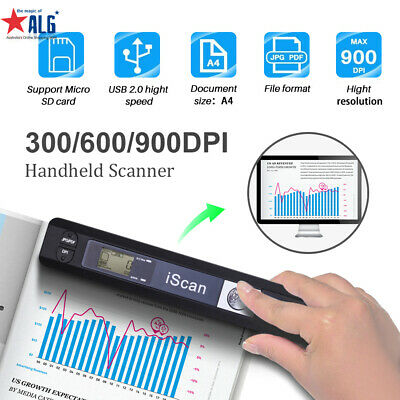 Scanner Portable Document Scanner 900DPI Iscan Handheld Micro SD Slot ...