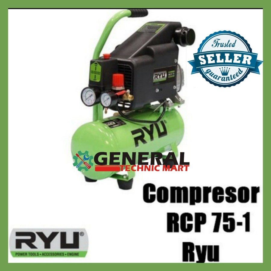 Kompresor 3/4 HP 10 Liter RYU Tekiro RCP 75-1 / Portable Compresor RYU ...