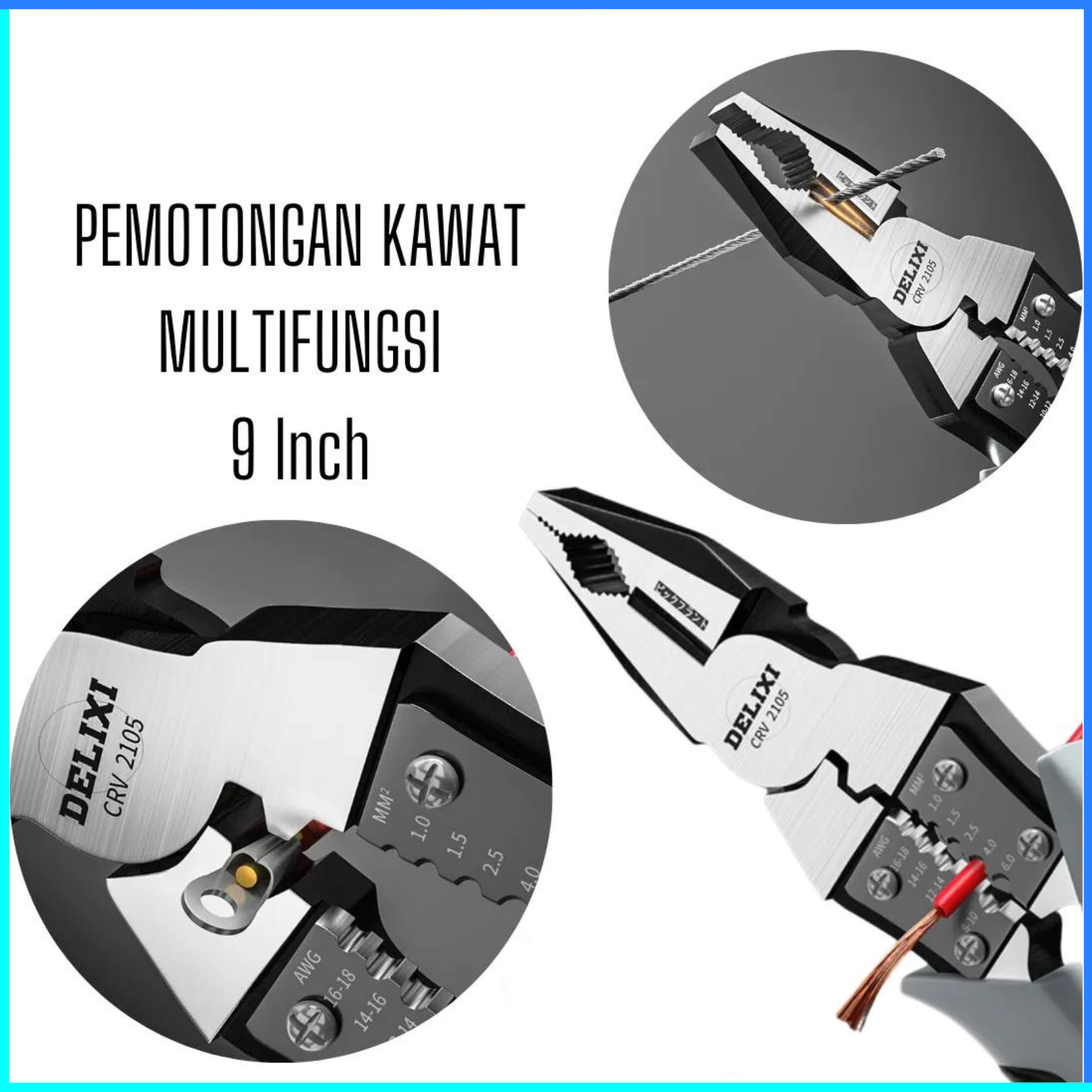 COD DELIXI Tang Pemotong Kawat CRV Multifungsi Wire Cutter / tang kabel multifungsi listrik ...