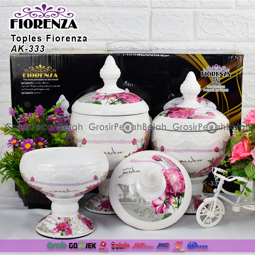 Toples Keramik Set Permen Kue Fiorenza Motif Bunga AK-333 | Lazada ...
