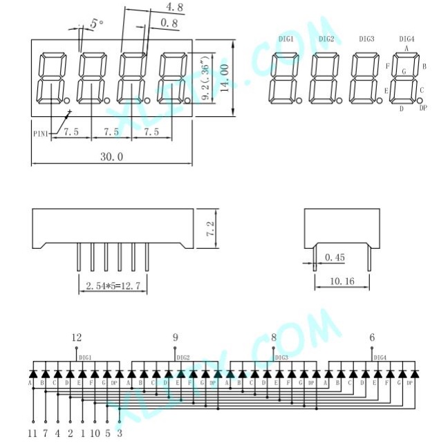 Seven Segment Display 7 Segment Merah 0.36 Inch 1-2-3-4-Jam Digit ...