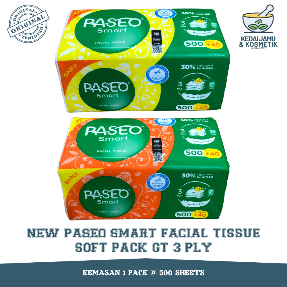 NEW PASEO SMART FACIAL TISSUE SOFT PACK GT 3 PLY 500 SHEETS SATUAN ...