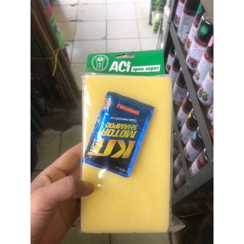 Spons Busa Cuci Motor Mobil FREE Shampoo KIT Original 1pcs | Lazada ...