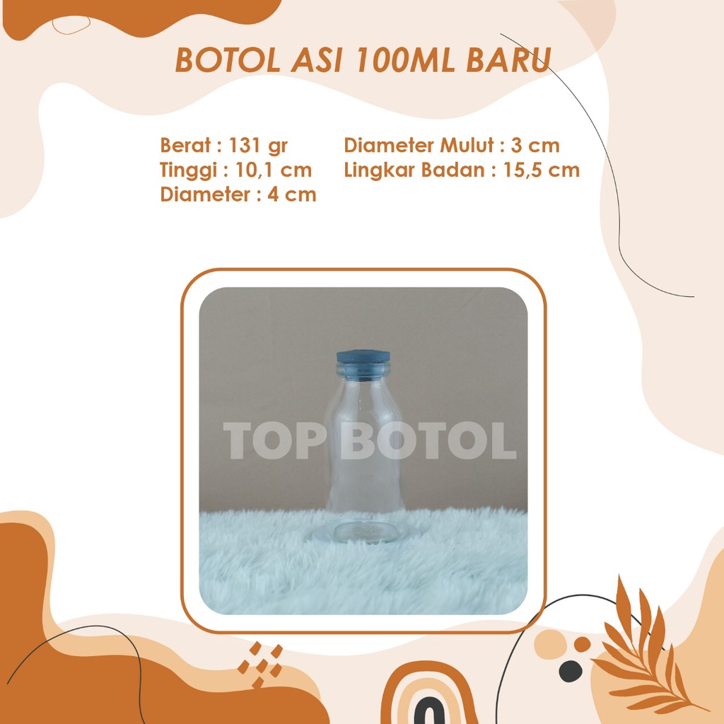 (Paket Isi 10pcs) Botol ASI Kaca 100% BARU Botol Kaca ASIP VIAL 100 ml ...