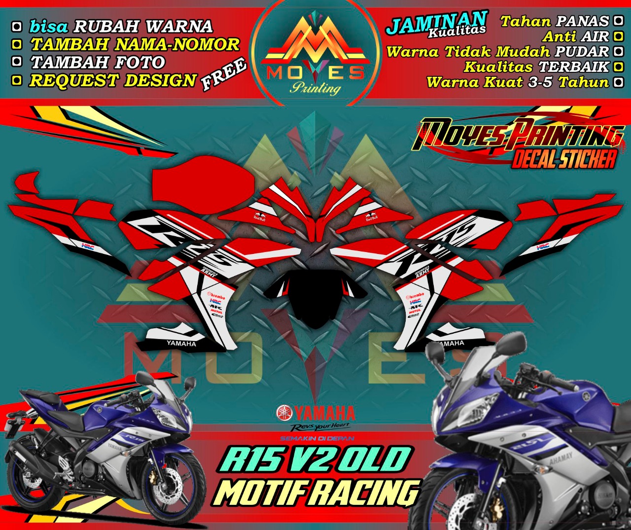 Sticker r15 v2 lama full body - decal stiker yamaha r15 v2 old stiker ...