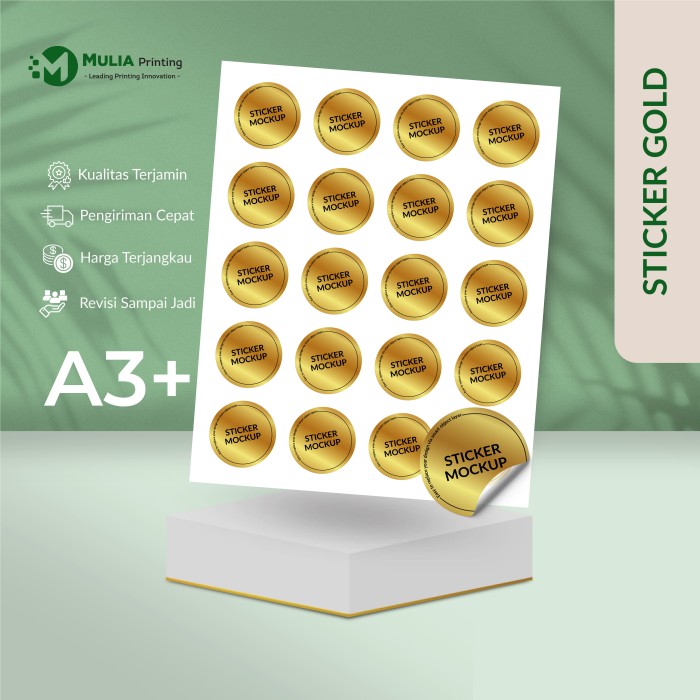 Cetak Stiker Metalize Gold / Emas CUSTOM A3 - MULIA PRINTING | Lazada ...