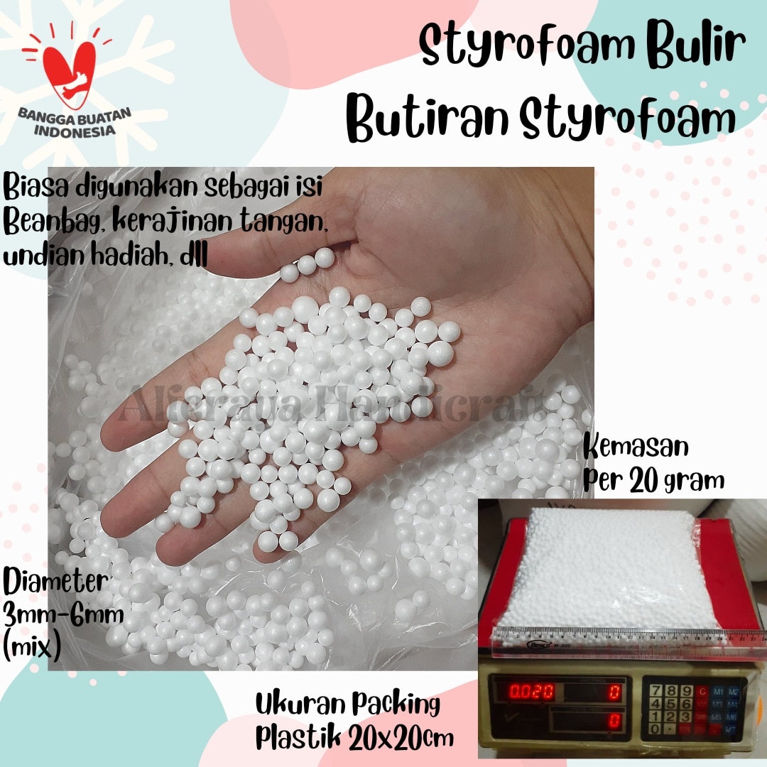 Styrofoam Butiran 3mm-5mm | Bulir Styrofoam | Bola-bola Gabus kecil ...