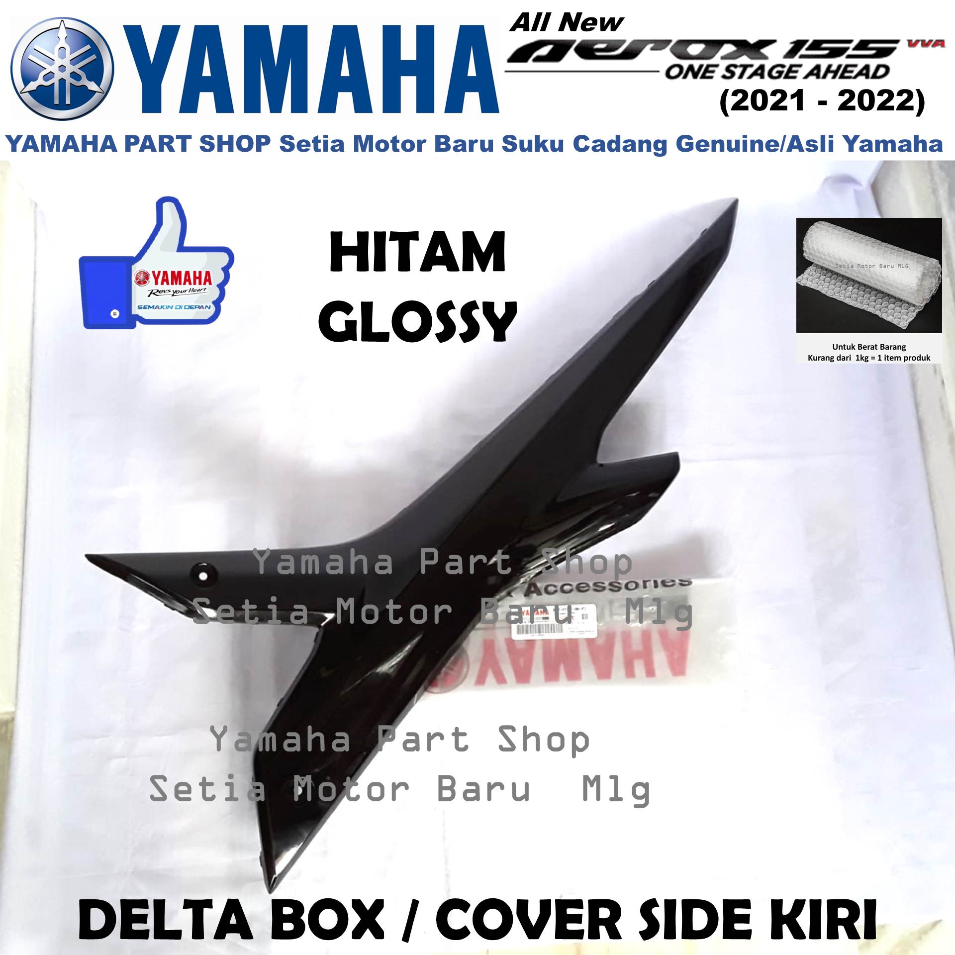 Delta Box Cover Side Kiri Hitam Glossy Black Metallic All New Aerox ...