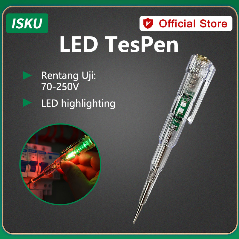 ISKU Obeng Tespen LED Medeteksi tegangan listrik 100 - 500 VAC Aman Dan ...
