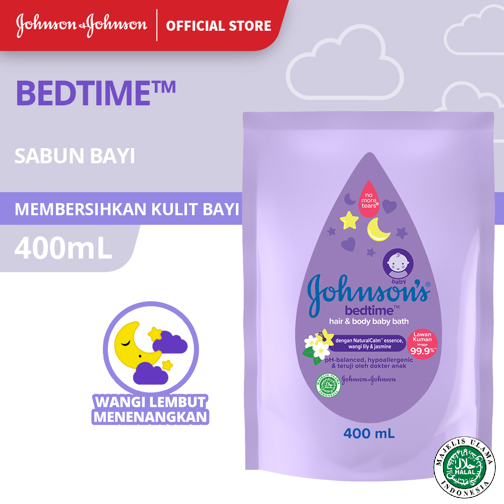 JOHNSON'S Bedtime Hair & Body Baby Bath - Sabun Bayi 2in1 Refill 400ml ...