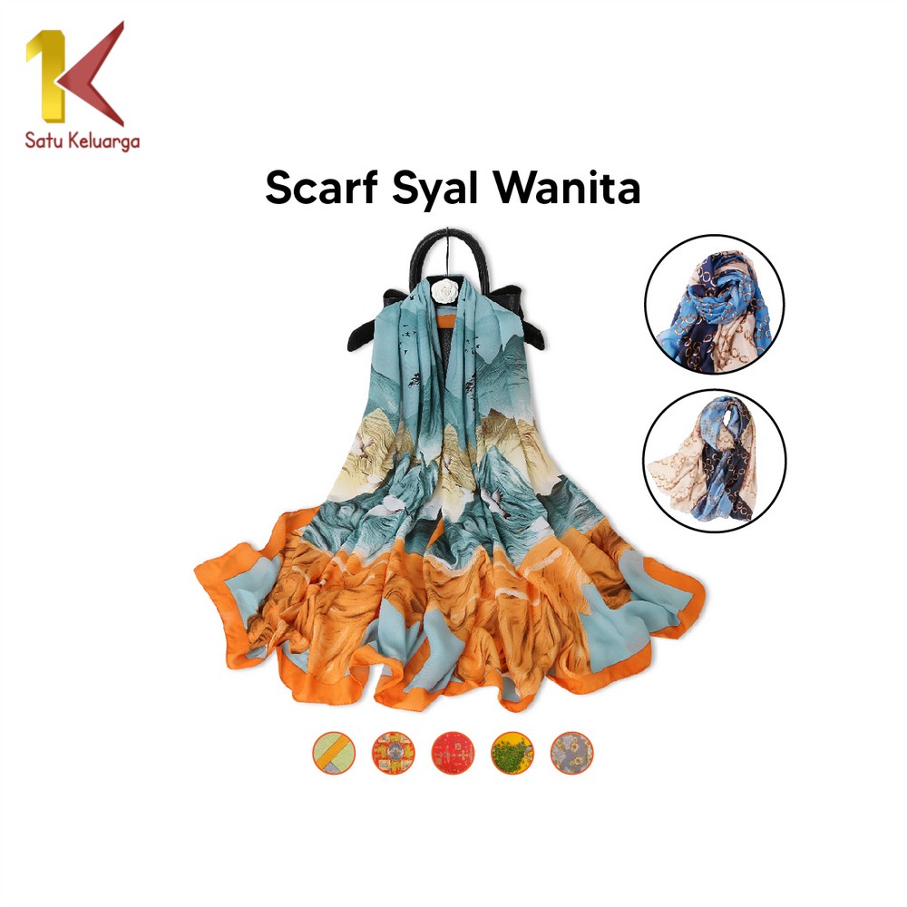 1K Surabaya Scarf Syal Wanita Motif 90 x 180 C597 Pashmina Bahan Satin ...