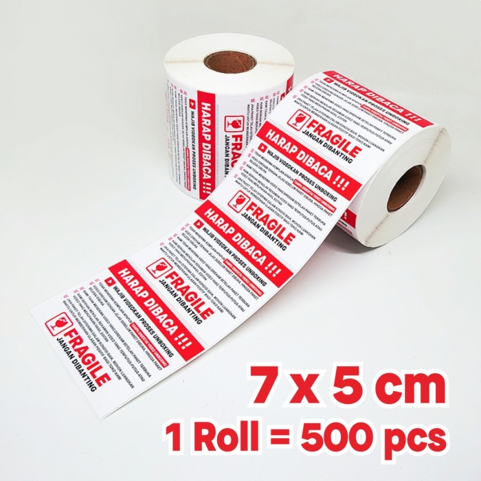 Stiker Label Wajib Video Unboxing 7 x 5 cm (1 roll isi ±500 pcs ...