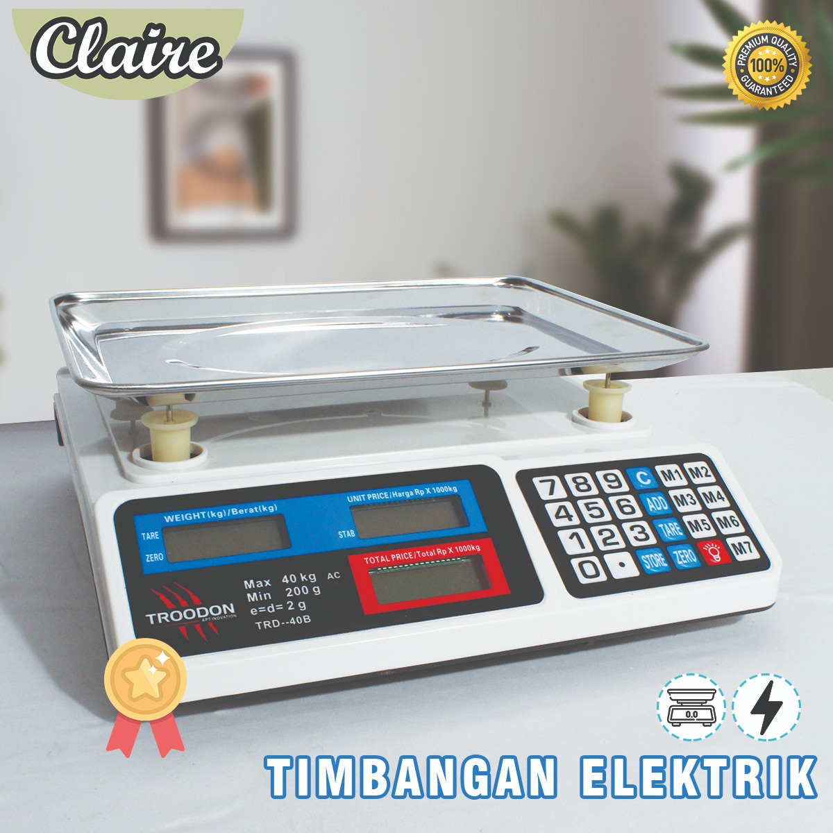 Timbangan Elektrik Buah 40 Kg / Digital Computing Scale 40kg Double Display | Lazada Indonesia
