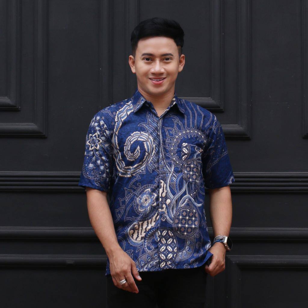 BAJU BATIK COUPLE AYAH DAN ANAK MOTIF TULIS BIRU - BATIK BIRU - SERAGAM ...